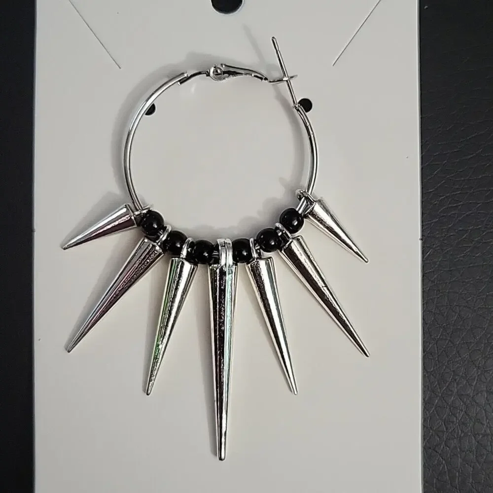 Closet Fairy | Jewelry | Spiked Hoop Earrings With Alternating Black ...